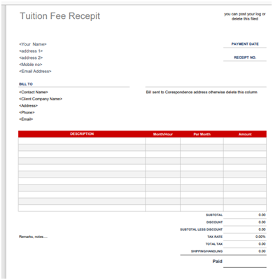 Tuition Fee Receipt Sample 2 | COMPUTER STATION